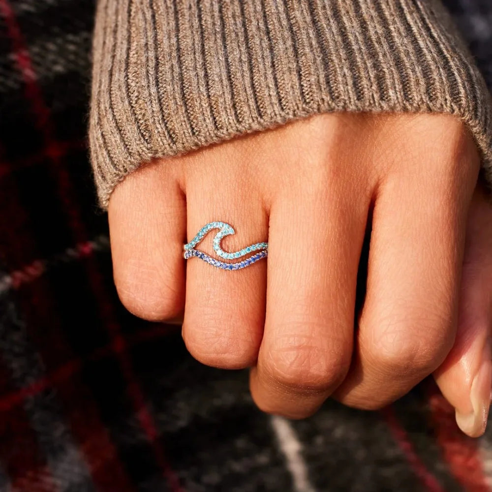Wave Silver Ring – Snap Shark