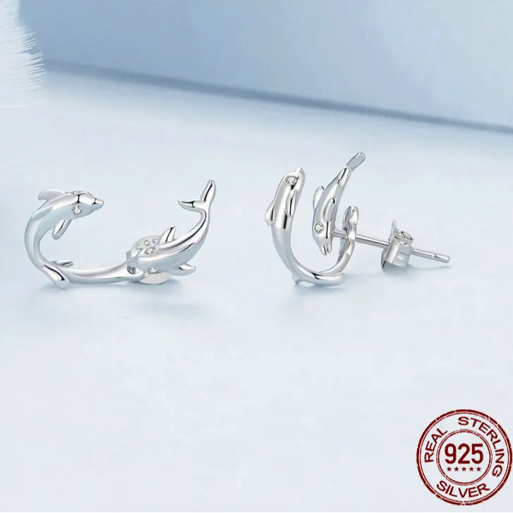Double Dolphin Stud Earrings – Snap Shark